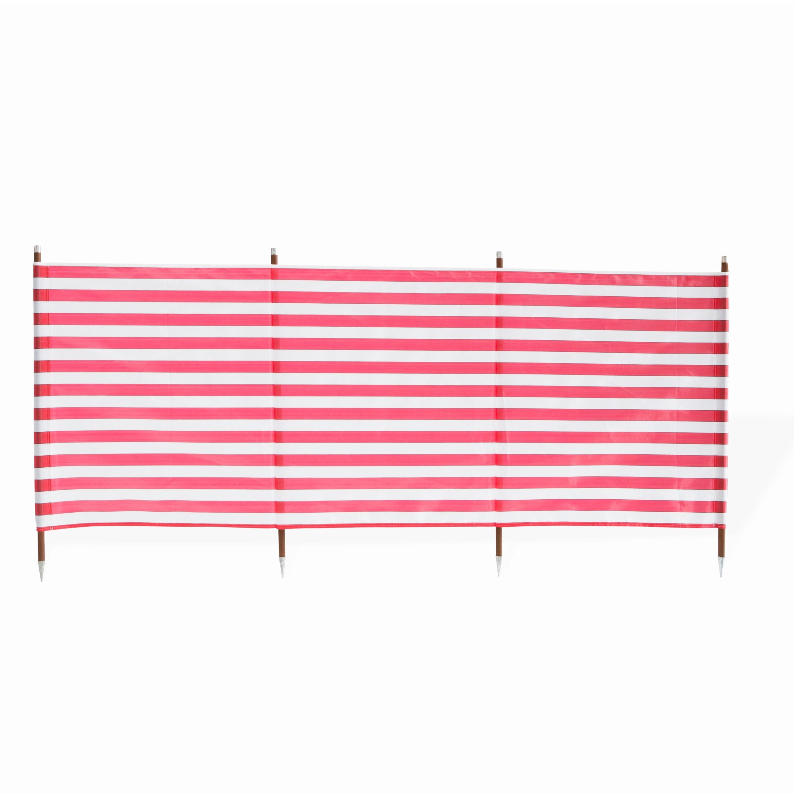 Beach Windbreak for Camping in Red/White Block Stripe (Standard/Large)